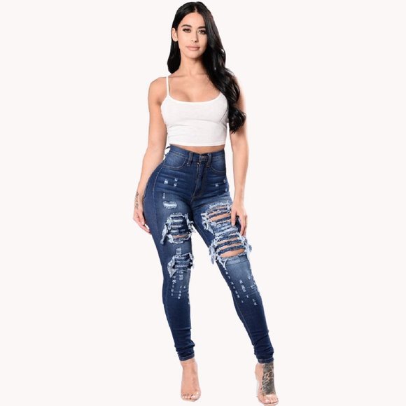Private Label | Jeans | High Rise Distressed Jeans Tight Fitting ...